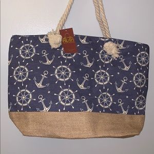 Bags | Blue Tote Anchor Boating Beach Tote Zip | Poshmark